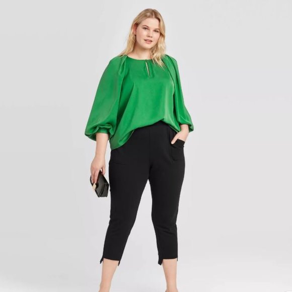 Who What Wear | Tops | Plus Size Balloon Long Sleeve Blouse Emerald ...
